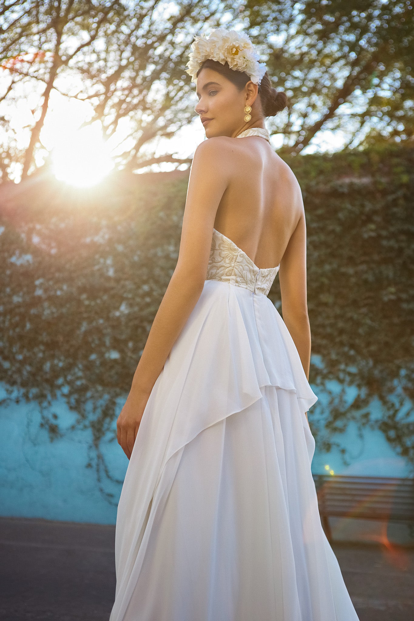 Floral Ivory Halter Dress – Cadena Collective